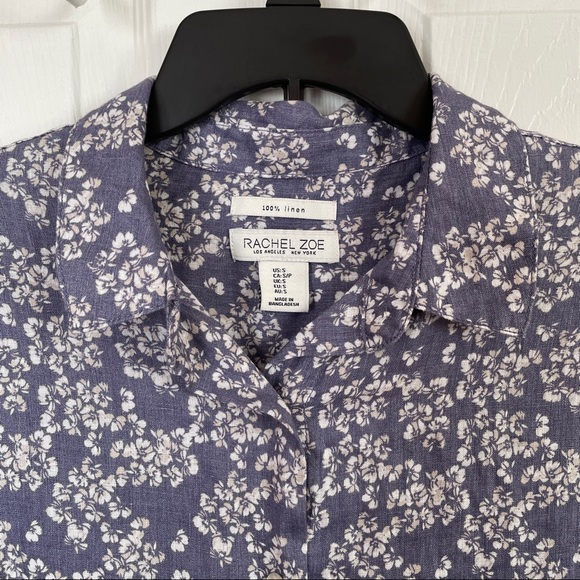 Rachel Zoe | Tops | Rachel Zoe Floral Linen Button Down Shirt | Poshmark